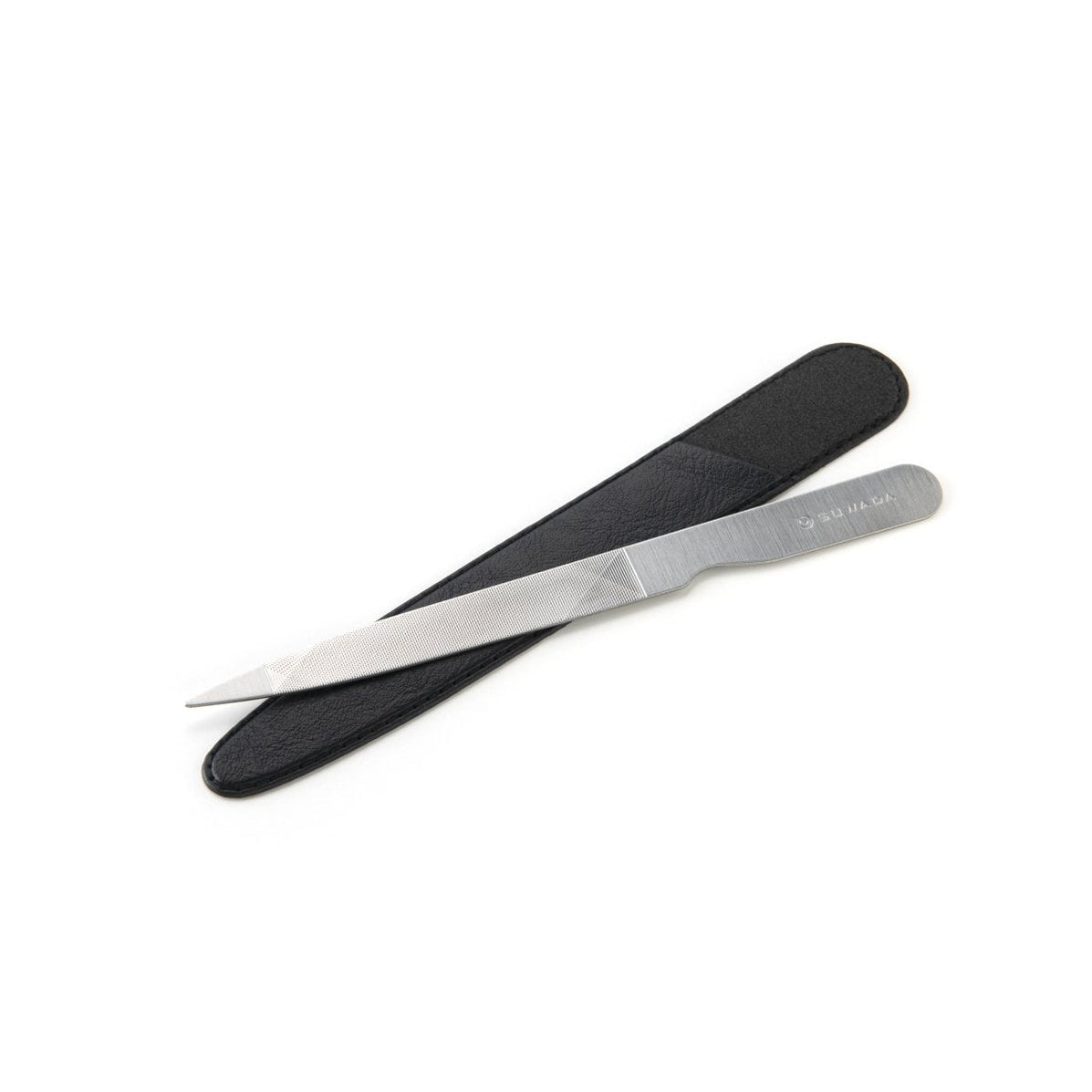 Long Japanese Stainless Steel Nail File - Black leather sheath ...